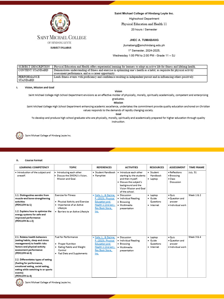 Year 11 PDHPE Syllabus Overview | PDF | Physical Fitness | Physical ...
