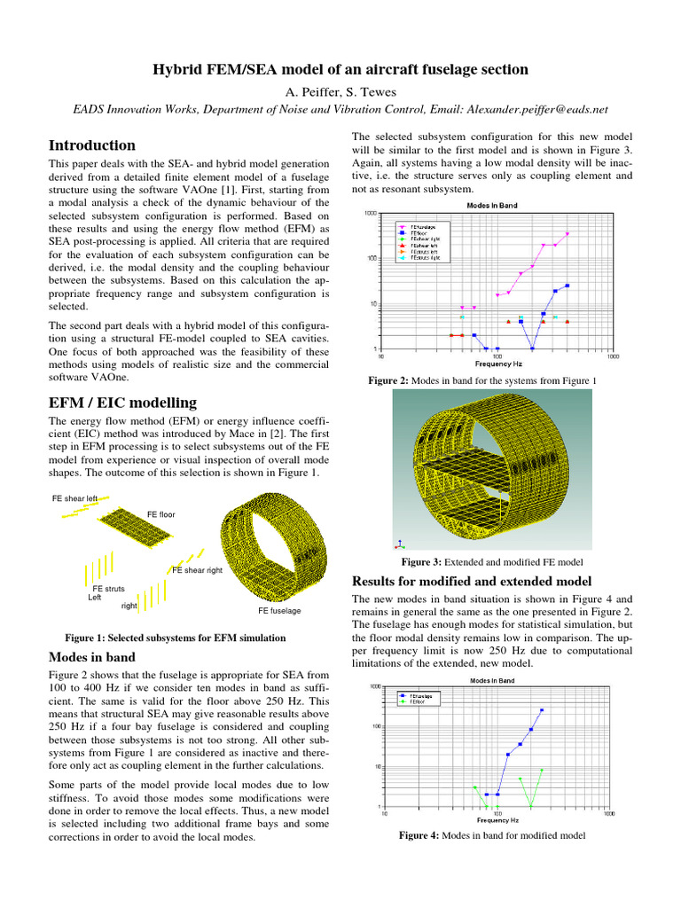 Hybrid Fem Sea Model Of An Aircraft Fuselage Section Pdf Finite Element Method System