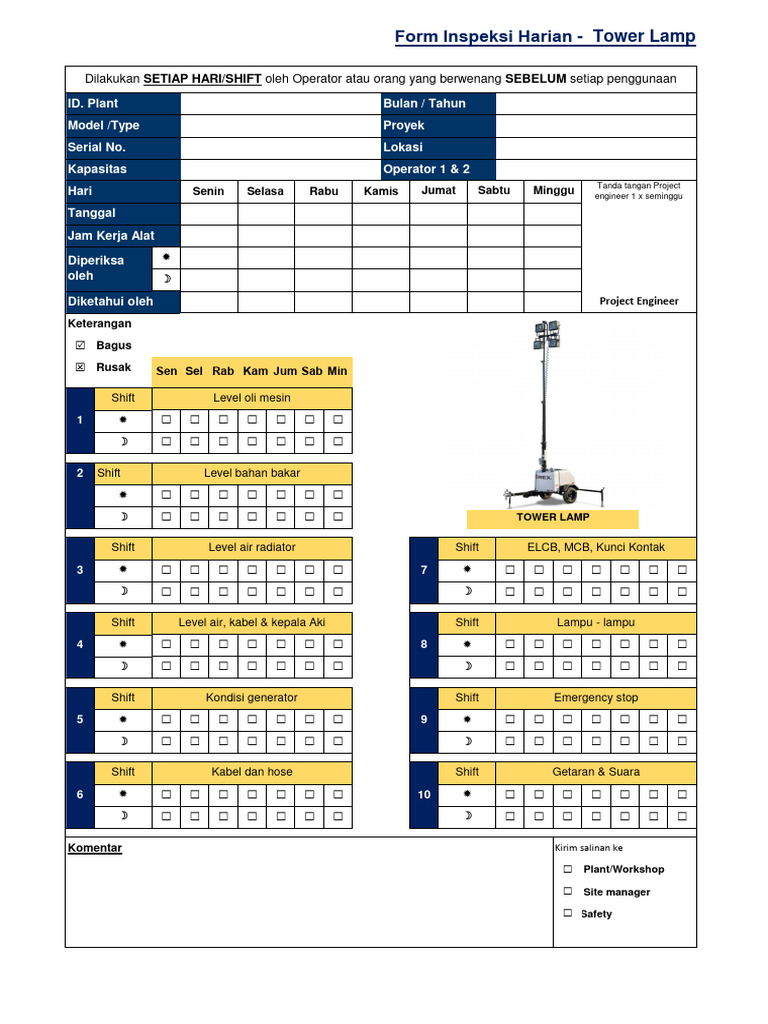 Daily Checklist Tower Lamp edit | PDF