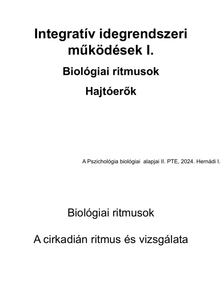 7 Pszicho Bio Alap Biol Ritmusok Hajtoerok 2024 | PDF