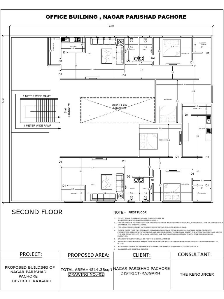 Office Building, Nagar Parishad Pachore: Second Floor | PDF | Building ...