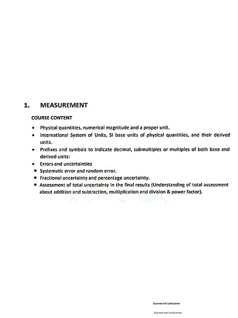 1.measurements Notes. | PDF