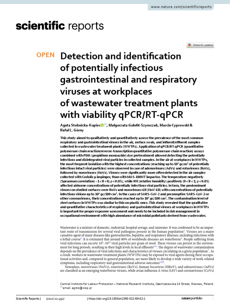 Detection and identification potential GI viral infections | PDF | Real ...