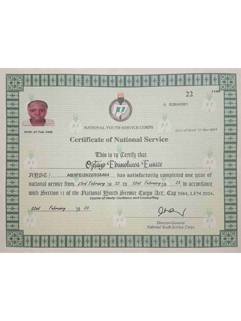 NYSC Certificate - 01 - 11zon | PDF
