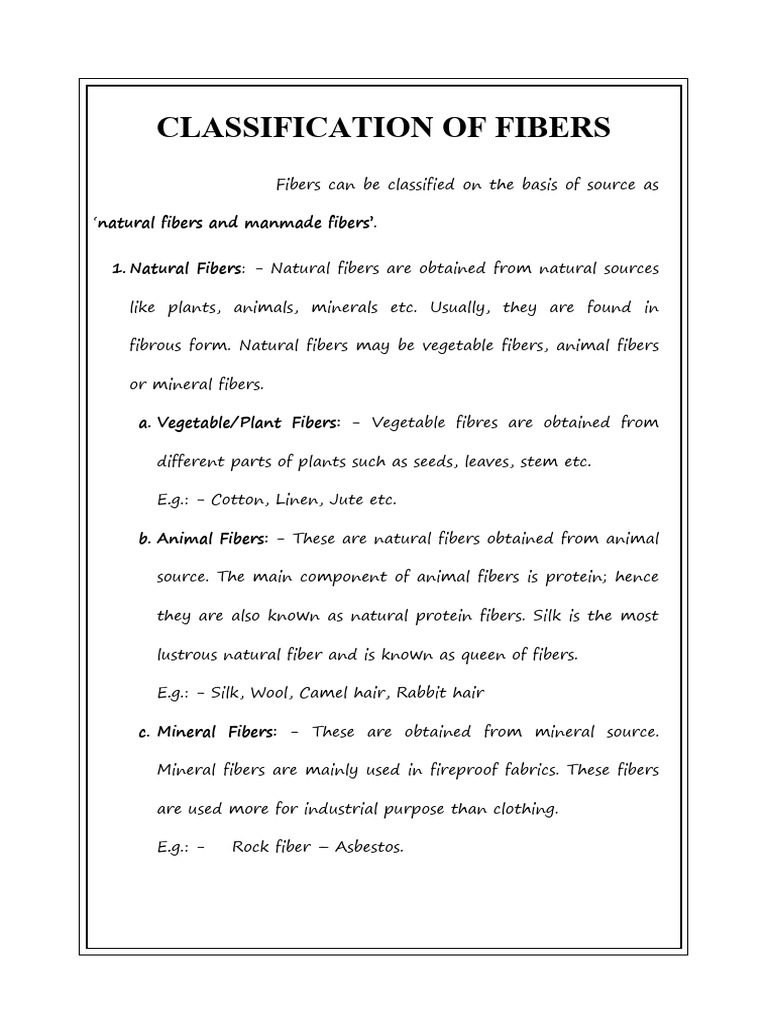 Types of Natural and Manmade Fibers | PDF