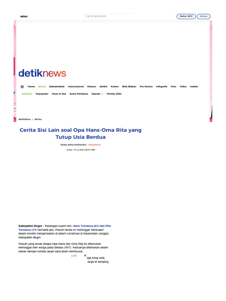 Cerita Sisi Lain Soal Opa Hans-Oma Rita Yang Tutup Usia Berdua | PDF