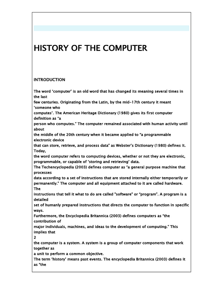 History of The Computer | PDF | Integrated Circuit | Supercomputer