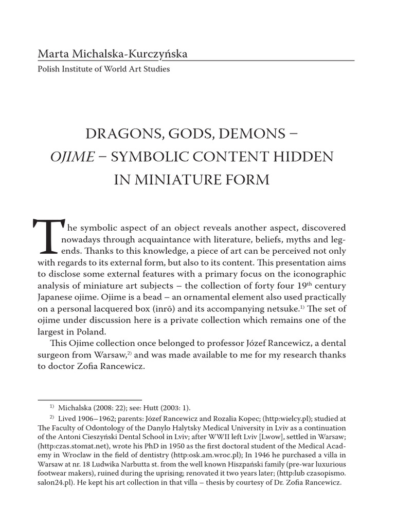 Dragons Gods Demons Ojime Symbolic | PDF