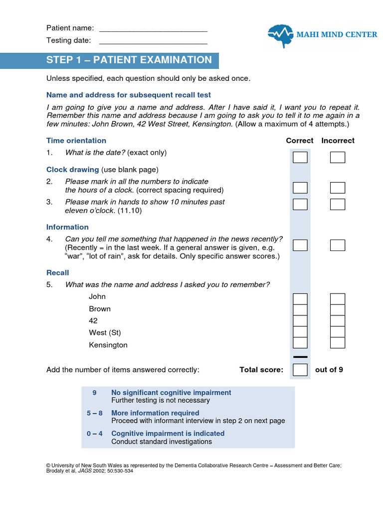 GPCOG Cognitive Assessment Guide | PDF | Cognition | Dementia