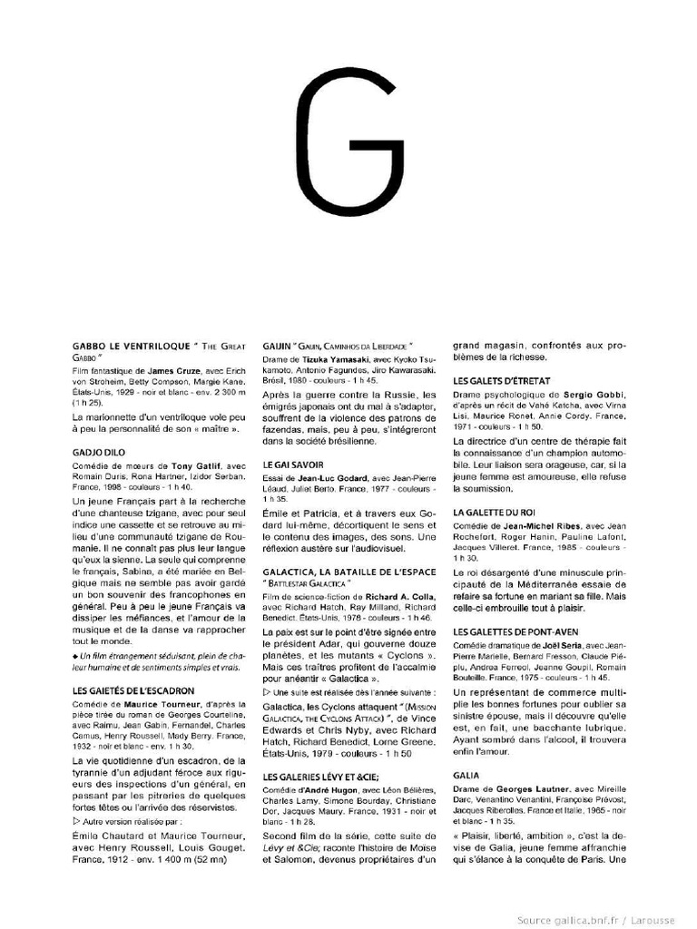 Dictionnaire Mondial Des Films G-H | PDF