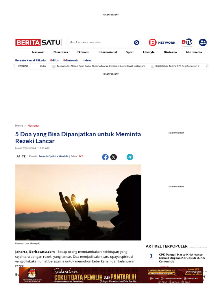 5 Doa Yang Bisa Dipanjatkan Untuk Meminta Rezeki Lancar | PDF