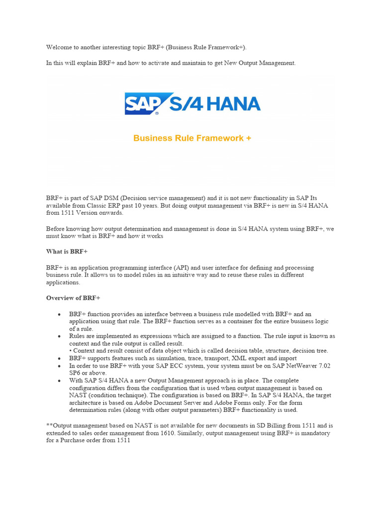Sap S4 Han BRF+ | PDF | Software | Information Technology Management