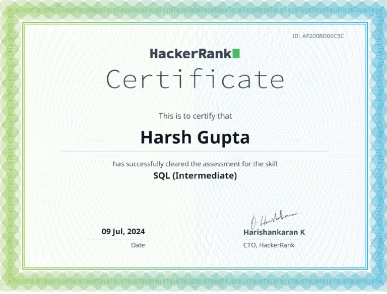 SQL - Intermediate Certificate | PDF