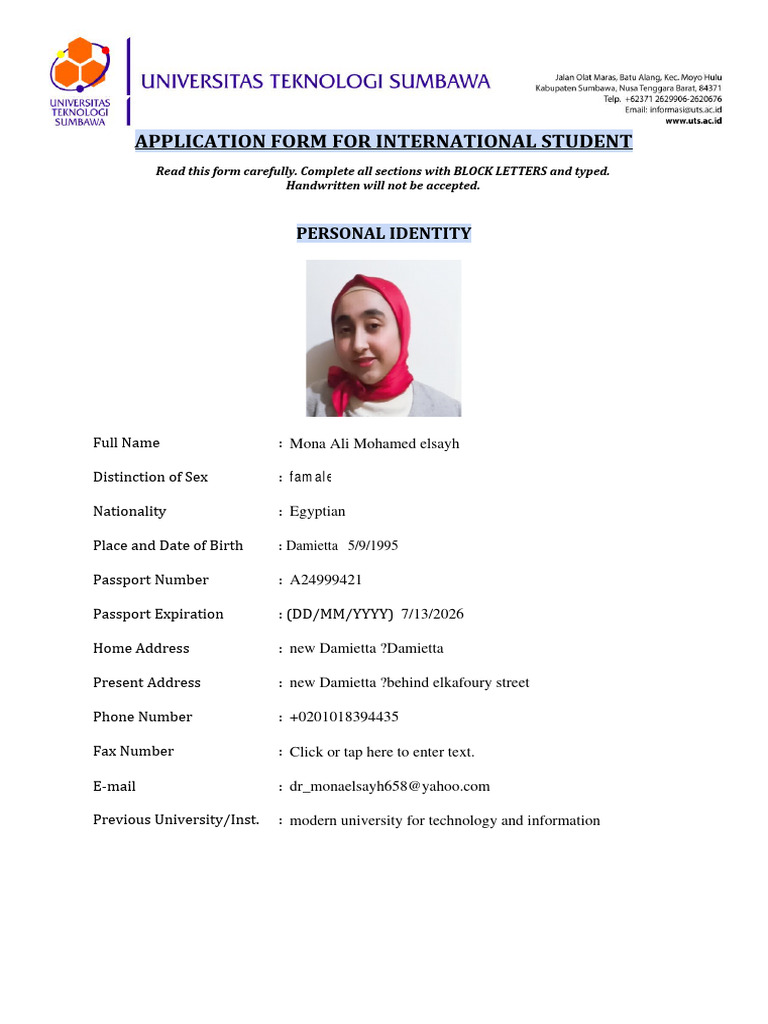 Application Form UTS-GAS 1 | PDF | Fear | Mind