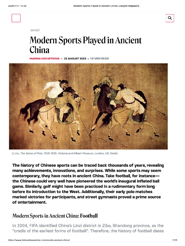 Modern Sports Played in Ancient China 1 | PDF