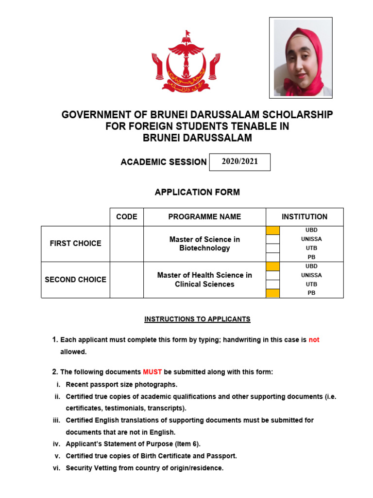 Brunei Scholarship Application Guide | PDF
