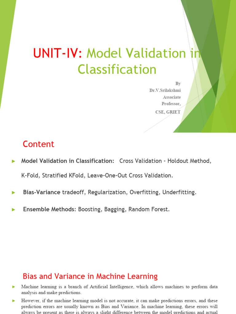 Unit 4 | PDF | Cross Validation (Statistics) | Regression Analysis
