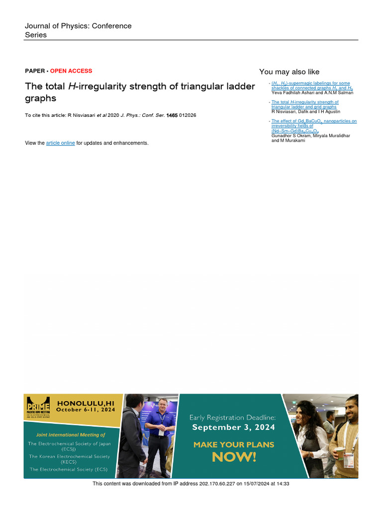 Total H-Irregularity of Triangular Ladders | PDF | Vertex (Graph Theory ...