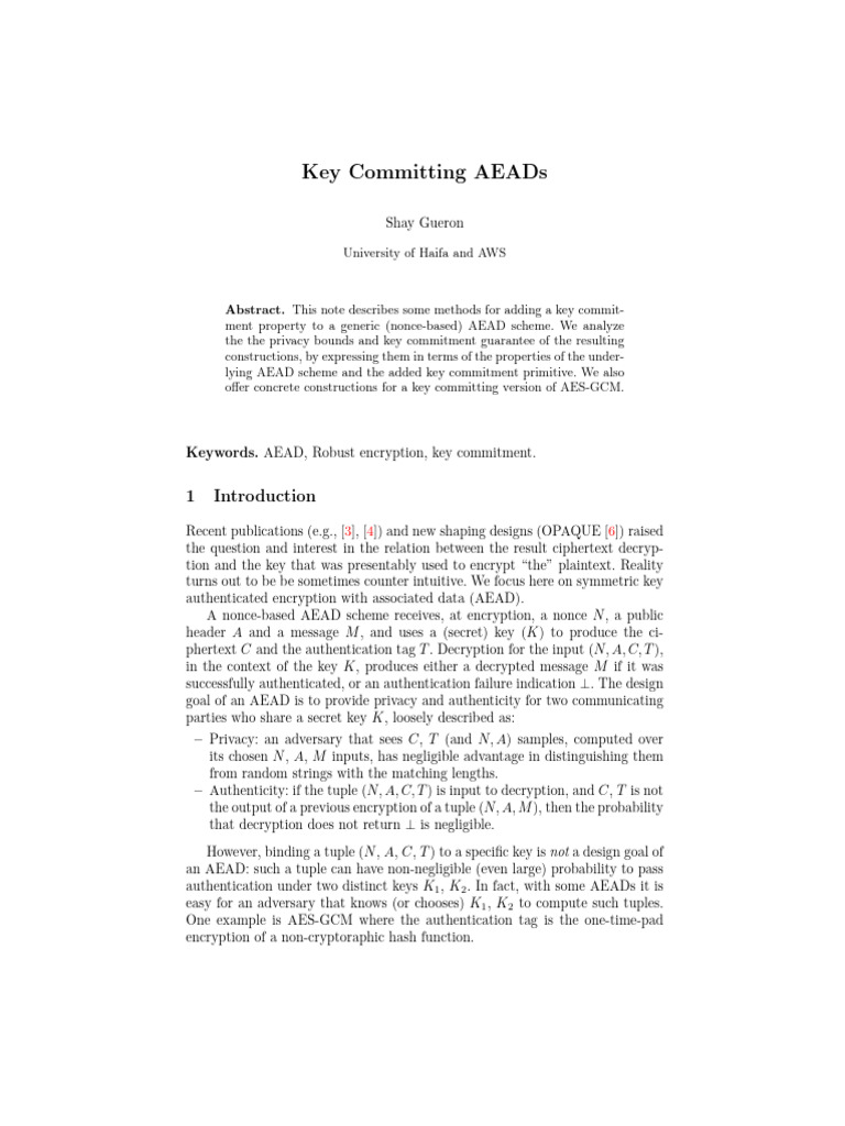 Key Committing Aeads | PDF | Encryption | Security Engineering