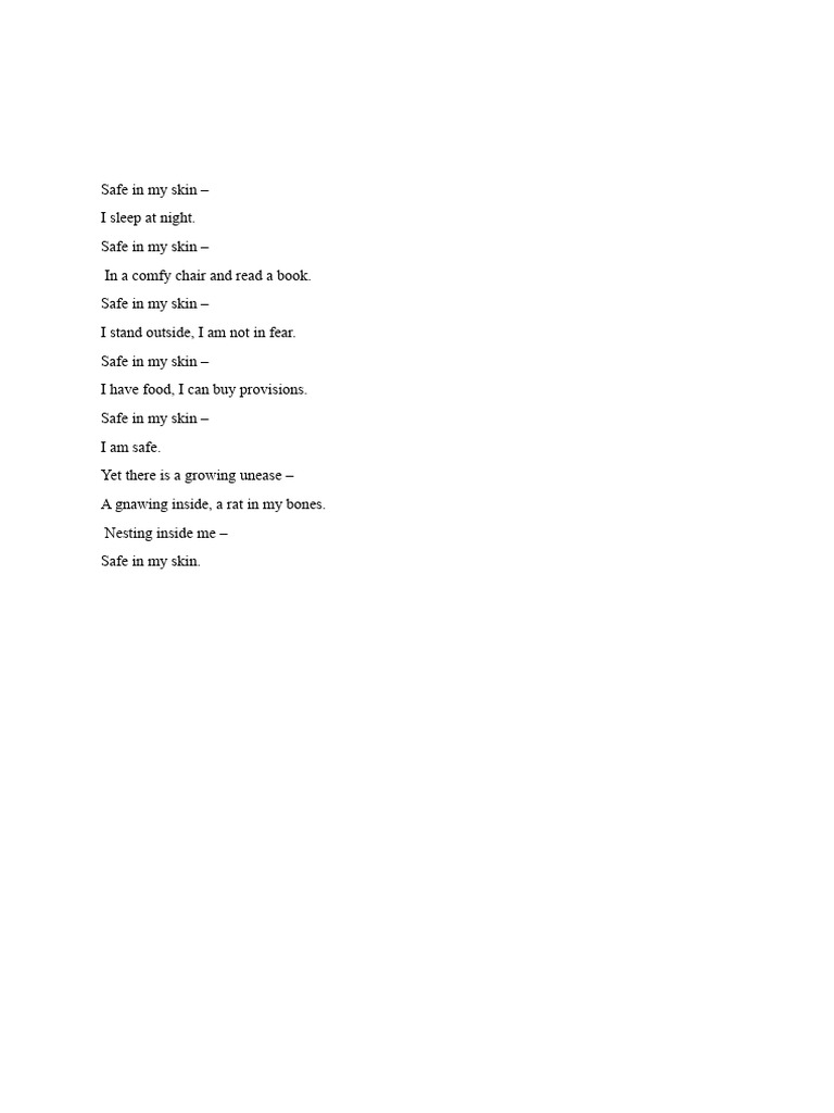 Safe in My Skin: A Reflection | PDF | Self-Improvement