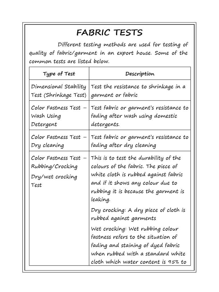 22_Fabric Tests | PDF | Textiles | Clothing