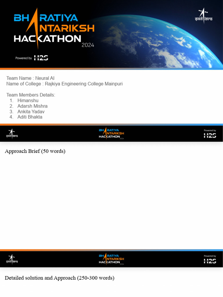 (ISRO) Bharatiya Antariksh Hackathon 24 - Idea Submission Template | PDF