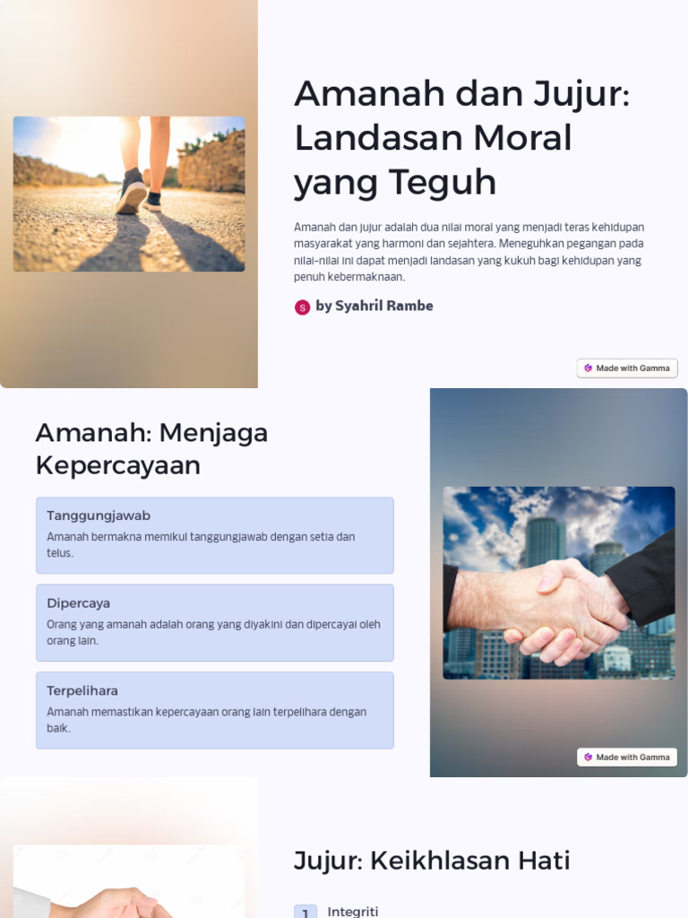 Amanah Dan Jujur Landasan Moral Yang Teguh | PDF