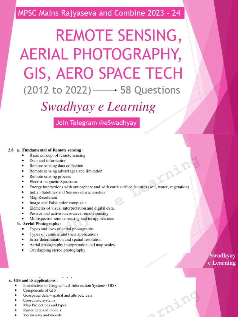 Remote Sensing & GIS Study Guide | PDF | Photograph | Image