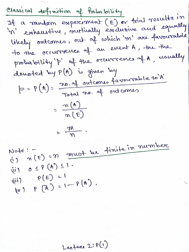 Lecture 2 (Basics of Probability) | PDF Lecture 2 (Basics of Probability) | PDF