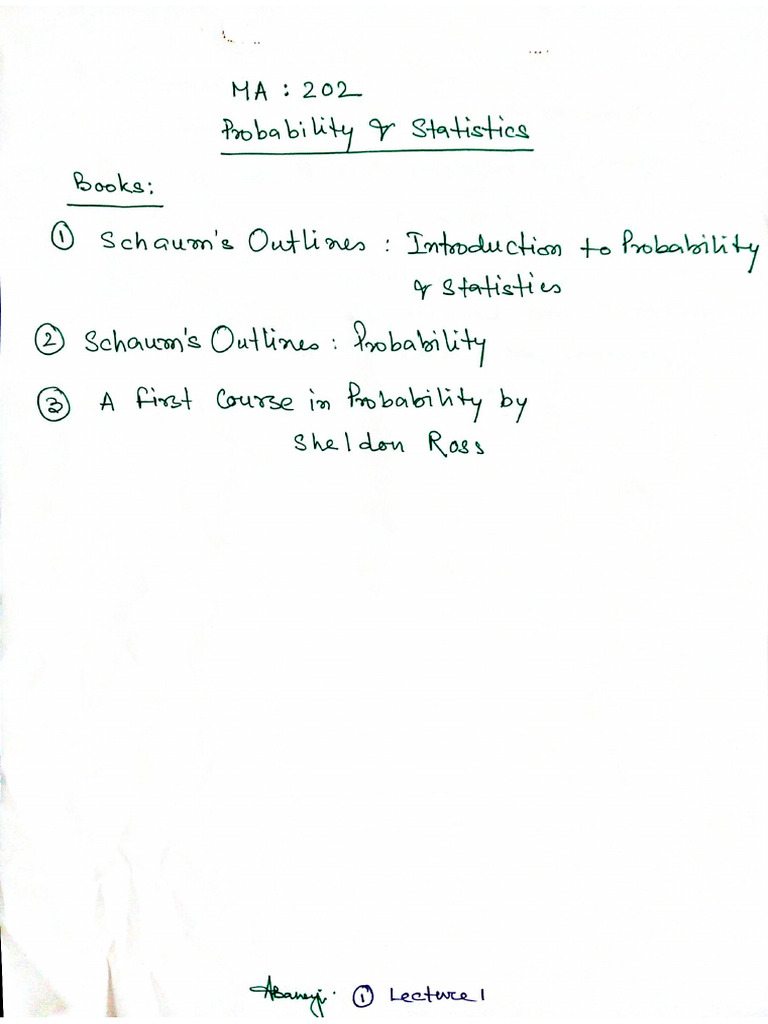 Lecture 1 (Basics of Probability) | PDF