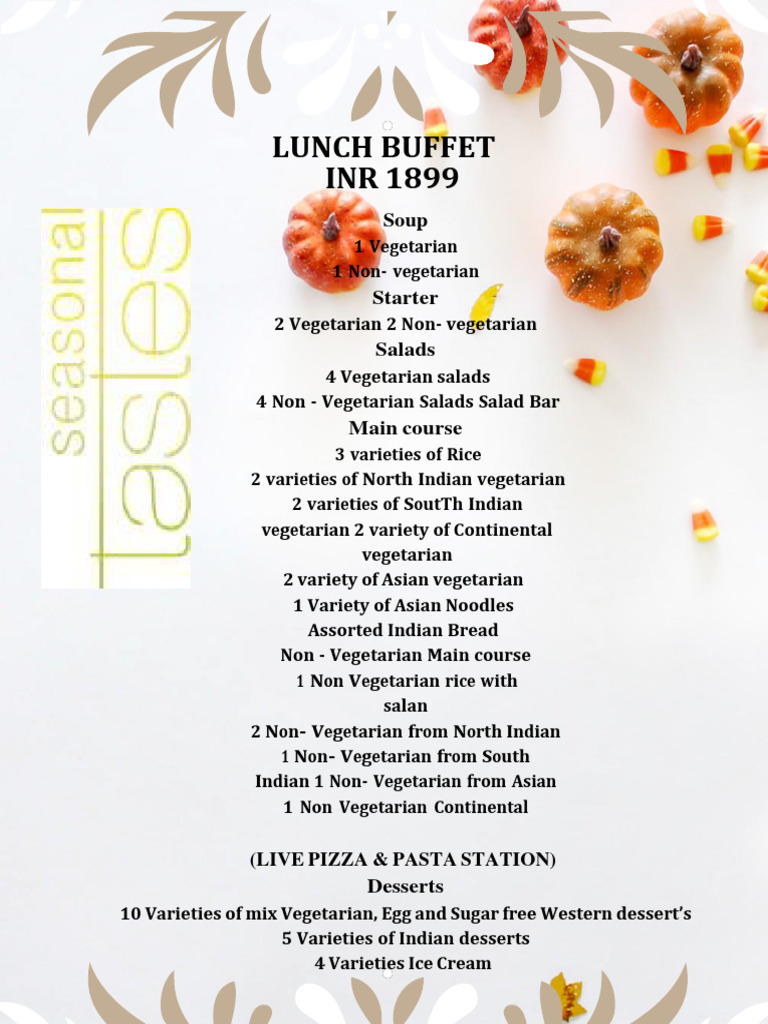Seasonal Tastes Buffet Grid | PDF | Salad | Desserts