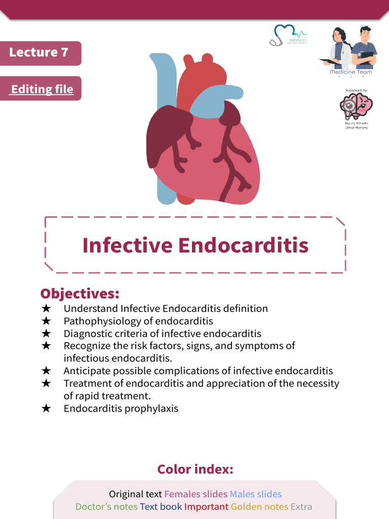 L7 - Infective Endocarditis | PDF | Medical Specialties | Clinical Medicine