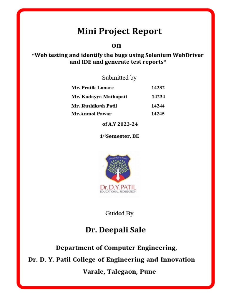 STQA_Miniproject_group | PDF | Selenium (Software) | Software