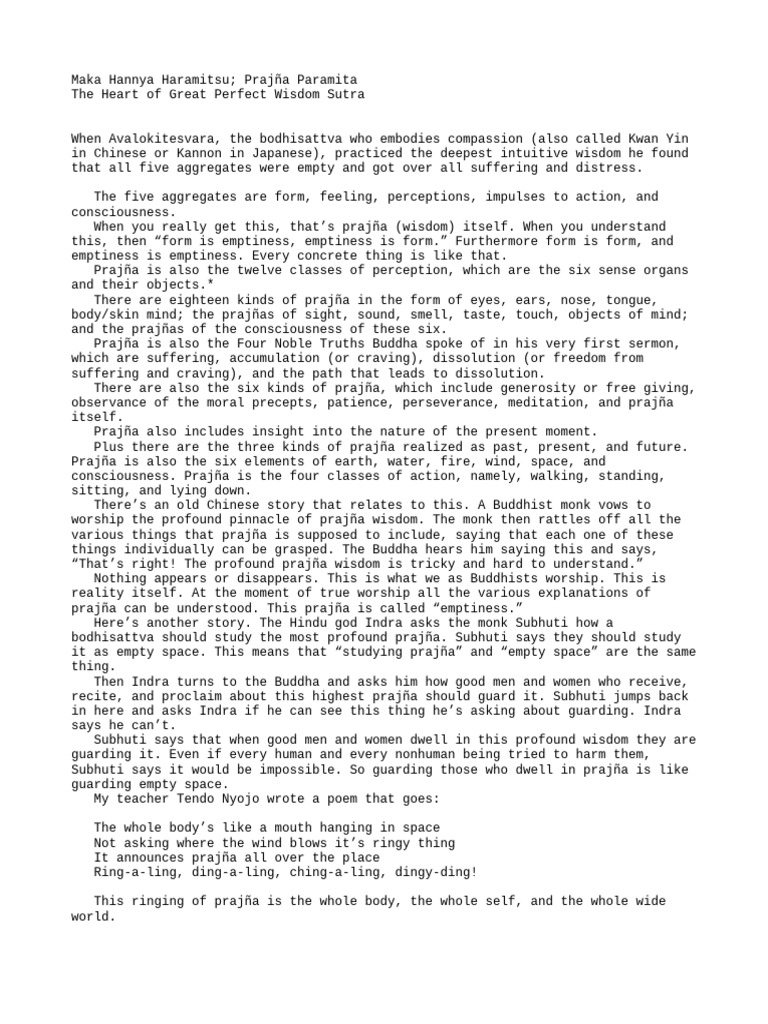 Maka Hannya Haramitsu - Prajña Paramita - The Heart of Great Perfect Wisdom Sutra (Warner, 2016 ...
