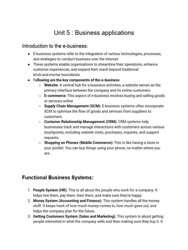Unit 5 MIS - Business Applications - Removed | PDF | E Commerce | Supply Chain Management