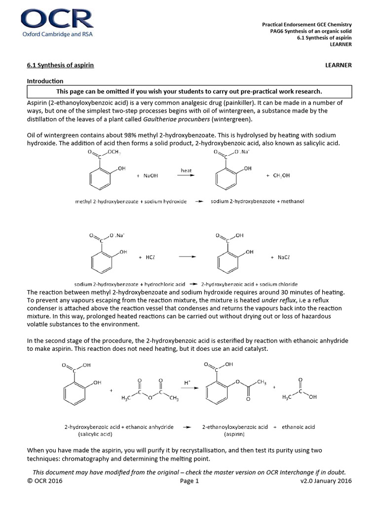 Chemistry PAG 6.1 Learner v2.0 | PDF | Organic Synthesis | Sodium Hydroxide