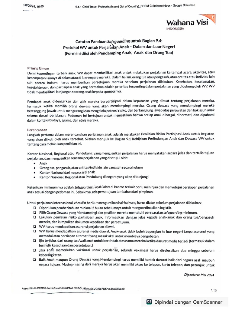 Surat Izin Ortu Mei Cinta CVA | PDF