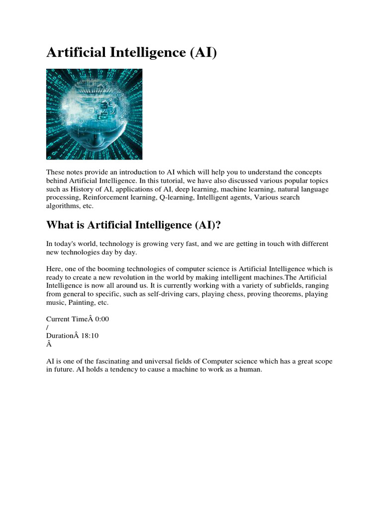 Ai Notes | PDF | Artificial Intelligence | Intelligence (AI) & Semantics