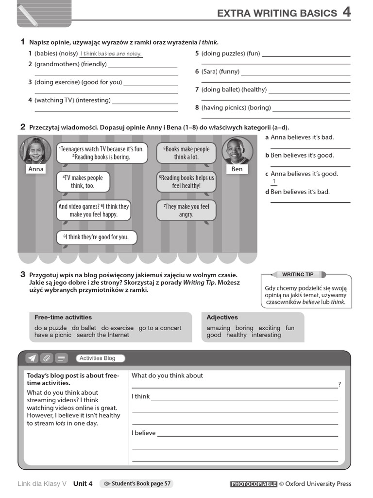 Link L5 U4 Writing Basics Ws | PDF