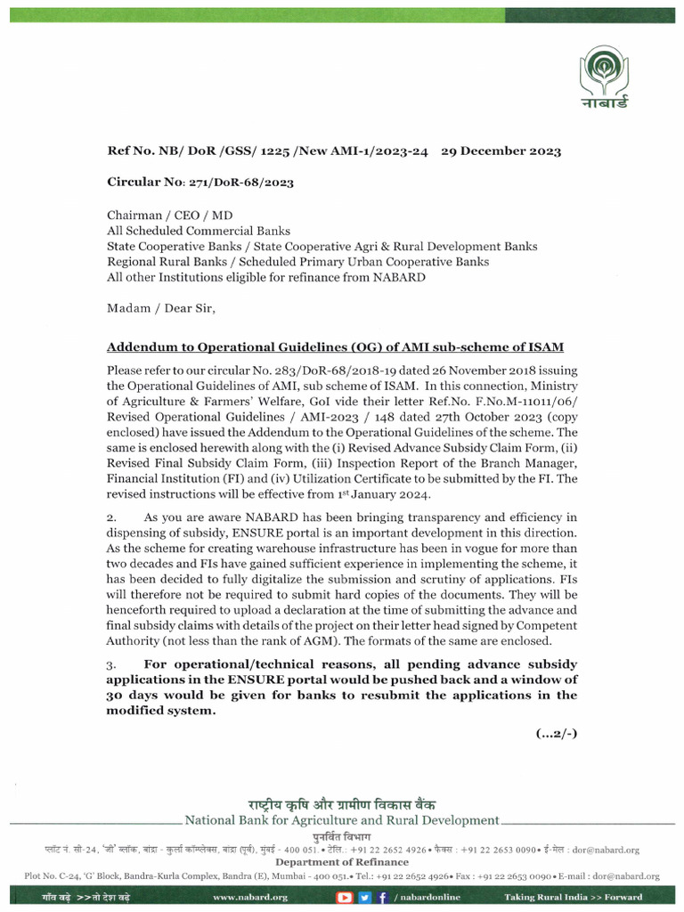 Circular No 271 Dor 68 Ami Addendum With Annexures | PDF | Cooperative ...