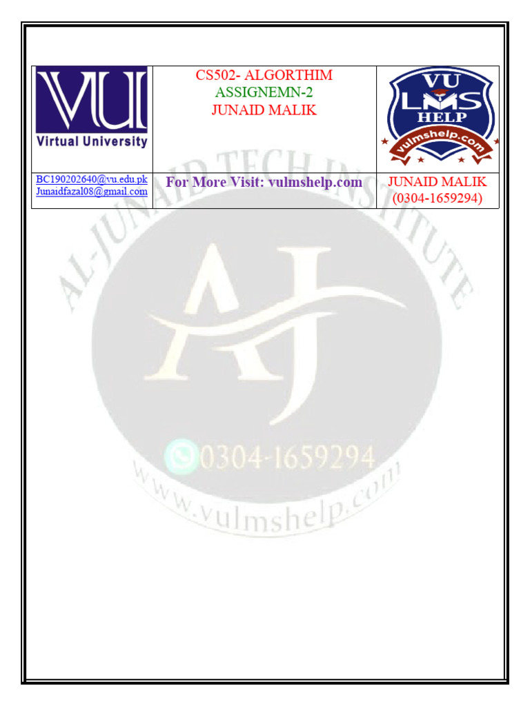 CS502 SOLUTION-2 by JUNAID | PDF | String (Computer Science) | Algorithms