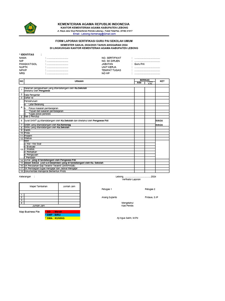 Verifikasi Laporan Sertifikasi GPAI,, Dan Pengawas PAI 2024 | PDF