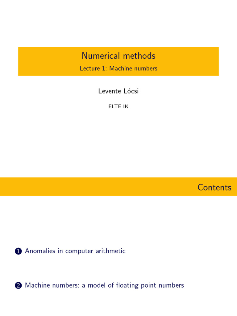 Nummeth Lect 01 | PDF | Mathematics | Numbers