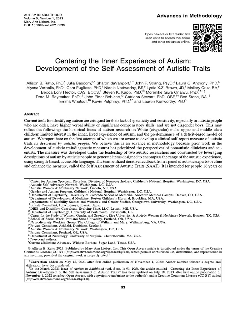 Assessement Autistic Traits | PDF