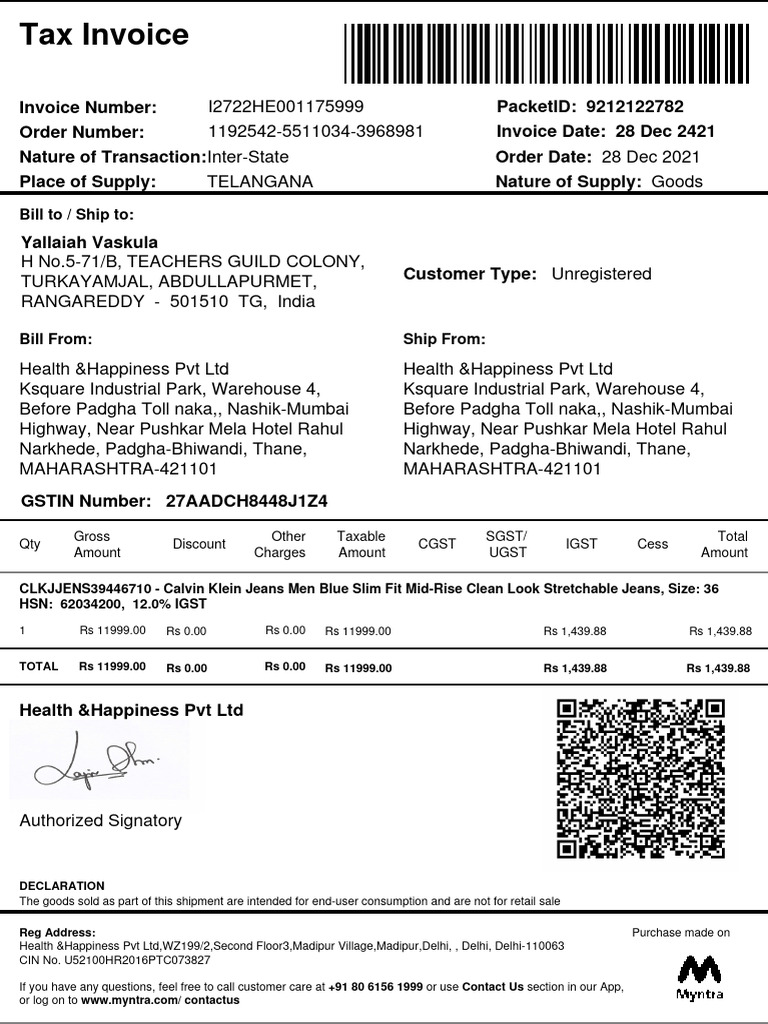 01 - Myntra - Bill 3 | PDF | Government Finances | Taxes