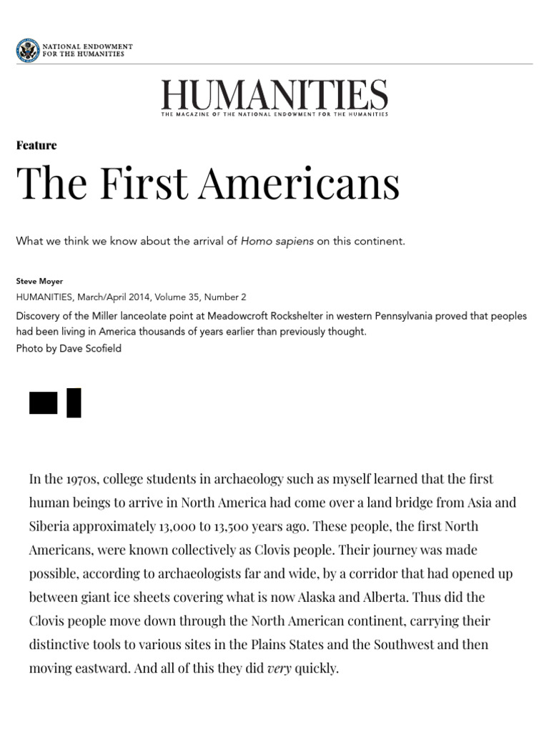 The First Americans - The National Endowment For | PDF