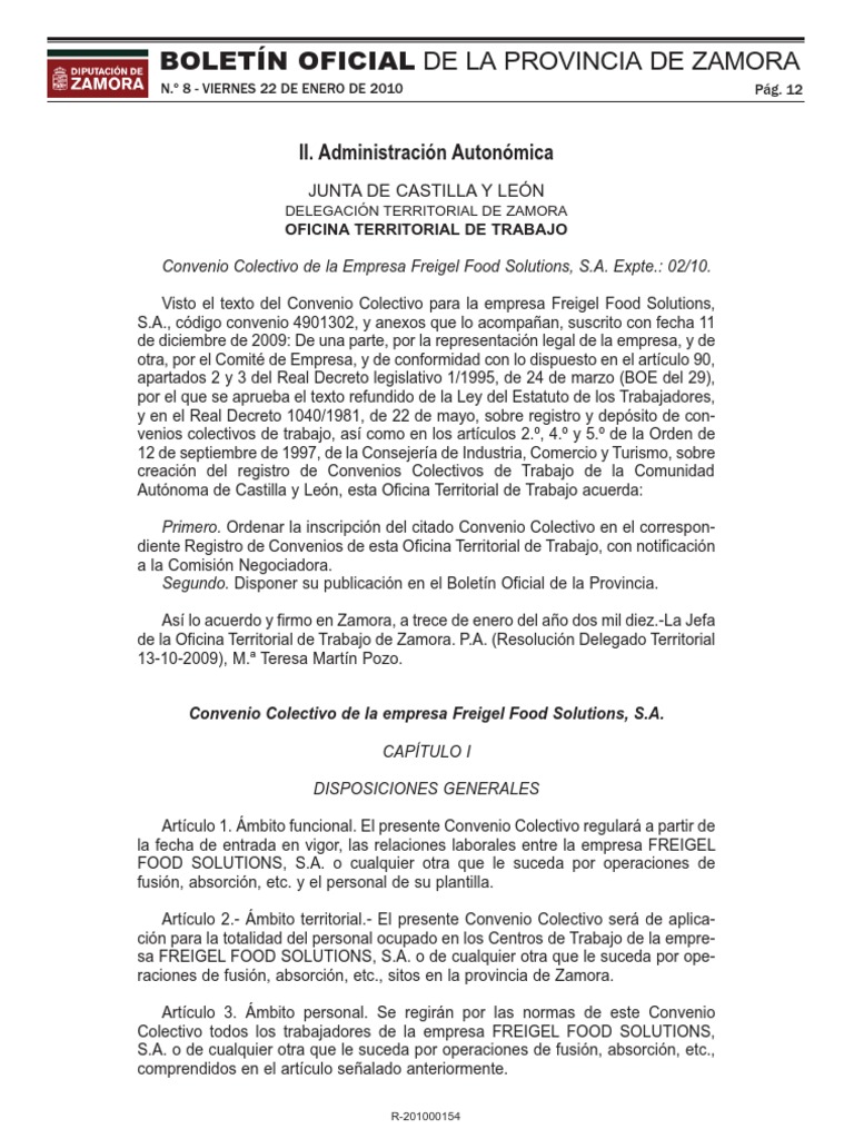 Convenio Freigel Food | PDF | Tiempo de trabajo | Salario