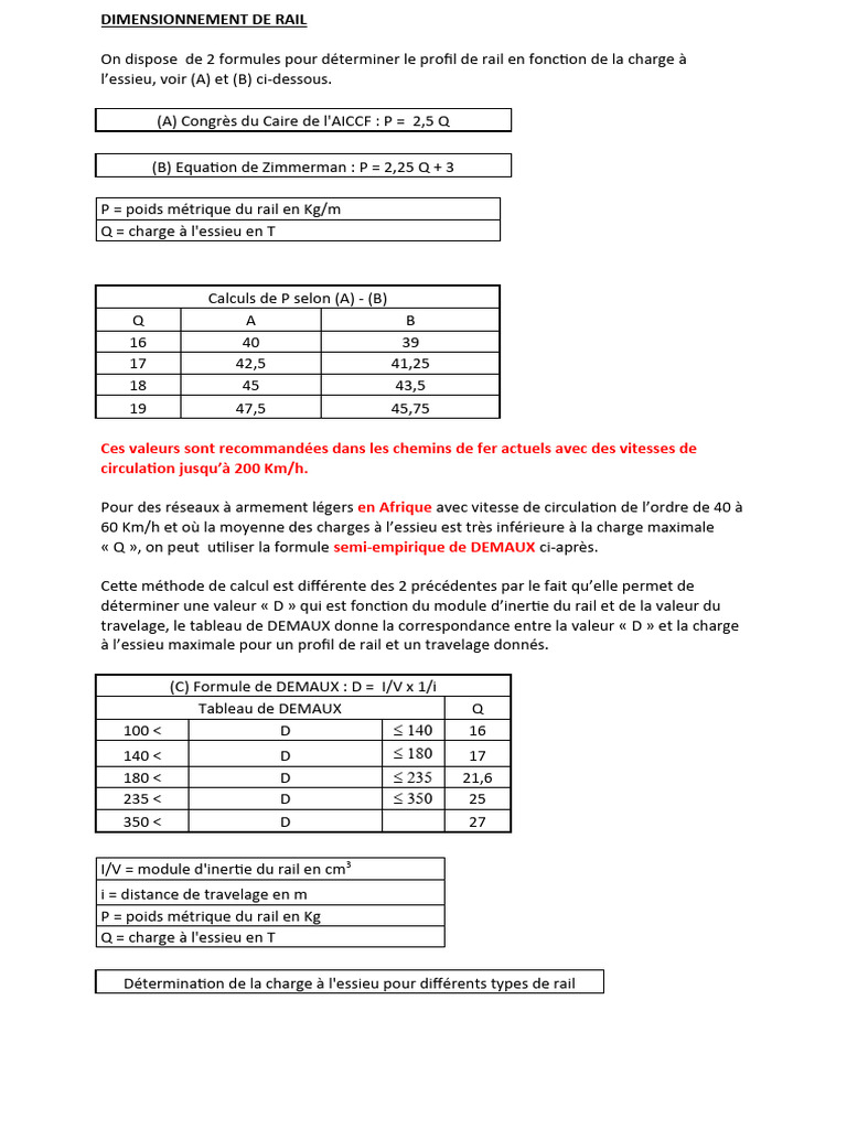 Dimensionnement des rails de chemin de fer | PDF | Transport ferroviaire