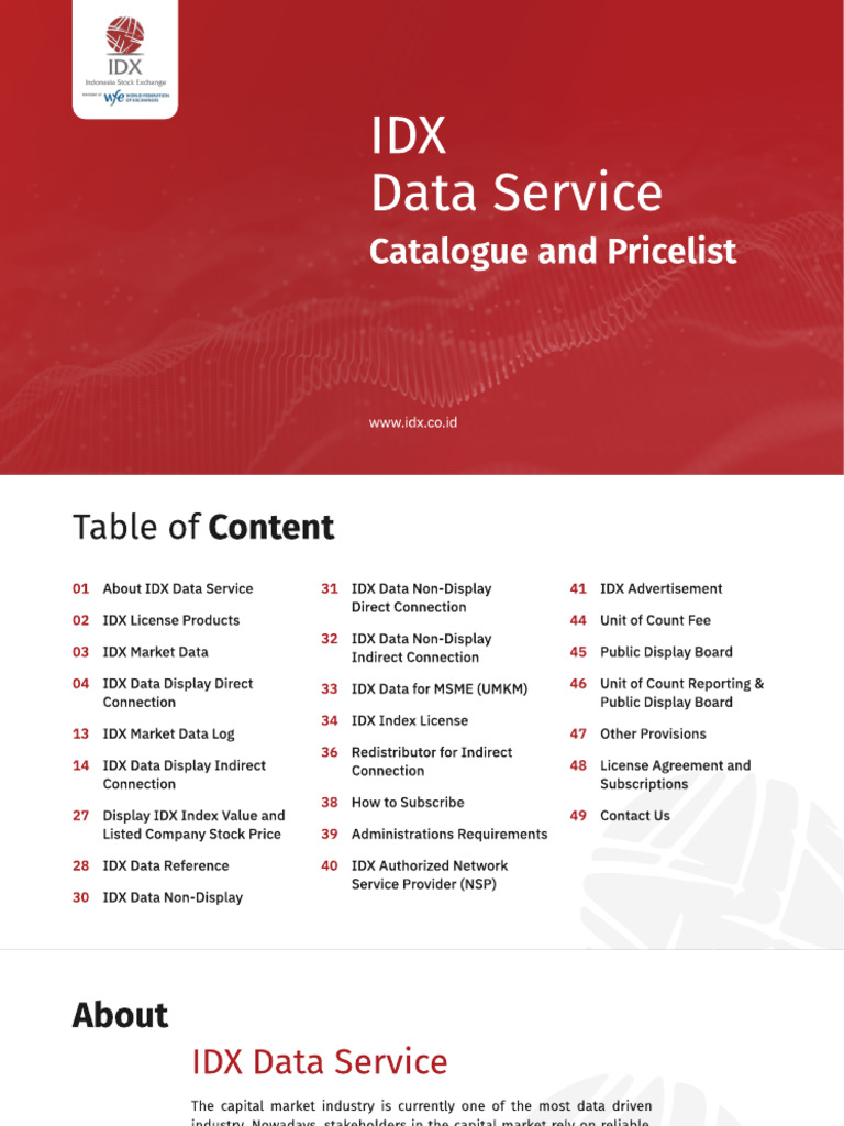 Idx Data Catalogue Pricelist Non Ab April 2024 | PDF | Stocks | Derivative (Finance)