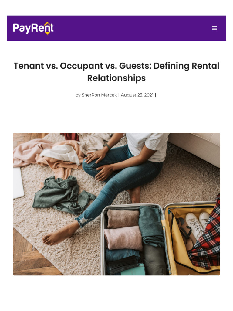 Tenant vs. Occupant vs. Guests: Defining Rental R | PDF | Lease ...